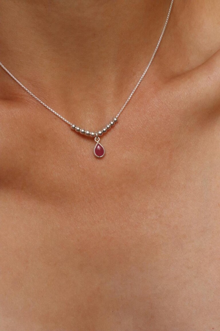 ליאו פינק-שרשרת טורמלין ורוד קטנה מכסף 925 - TAO